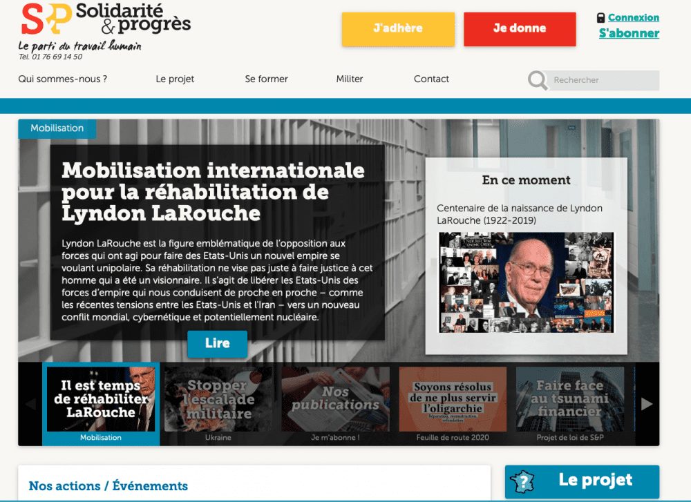 Solidarité & Progrès - Conspiracy Watch | L'Observatoire du ...